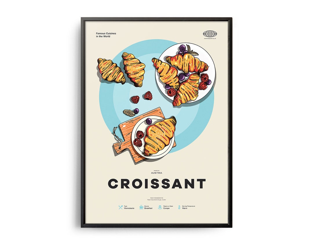 CROISSANT Poster, Midcentury Croissant Print, Food Wall Art, Food ...