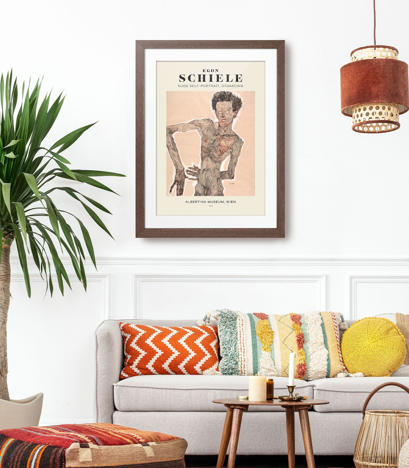 Egon Schiele Nude Self Portrait, Grimacing Mid-century Art Poster ...
