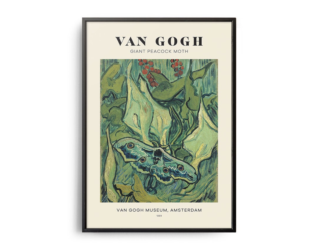 Van Gogh Giant Peacock Moth Mid-century Art Poster, Famous Painting ...