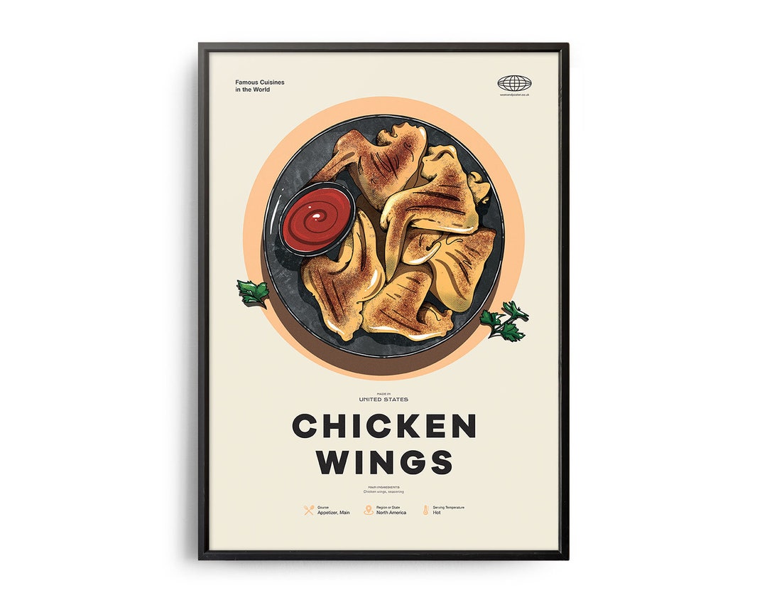 CHICKEN WINGS Poster, Midcentury Chicken Wings Print, Food Wall Art ...