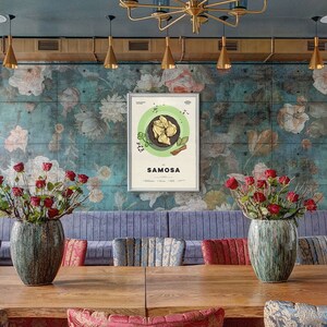 SAMOSA Poster, Midcentury Samosa Print, Food Wall Art, Food Recipe Wall ...