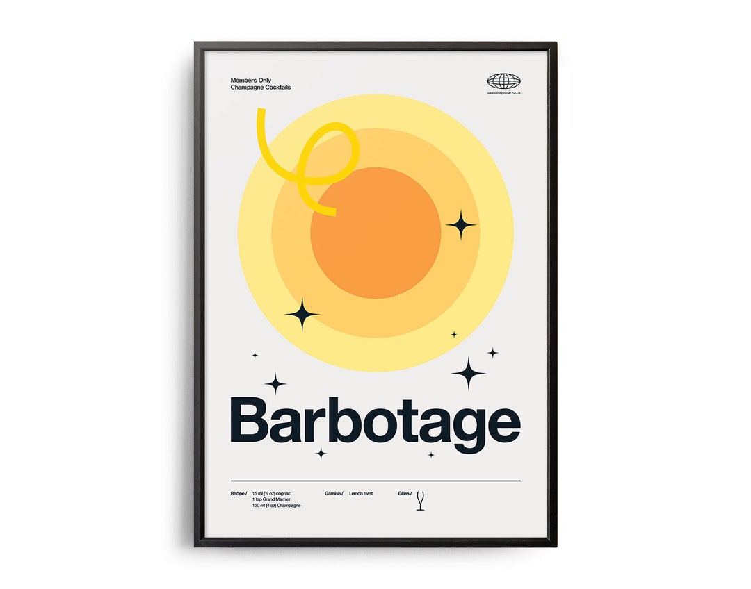 Midcentury Barbotage Cocktail Poster, Barbotage Cocktail Print ...