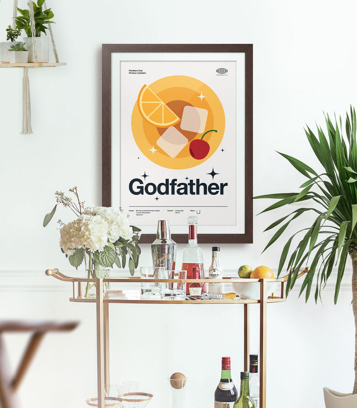 Midcentury Godfather Cocktail Poster, Godfather Cocktail Print ...