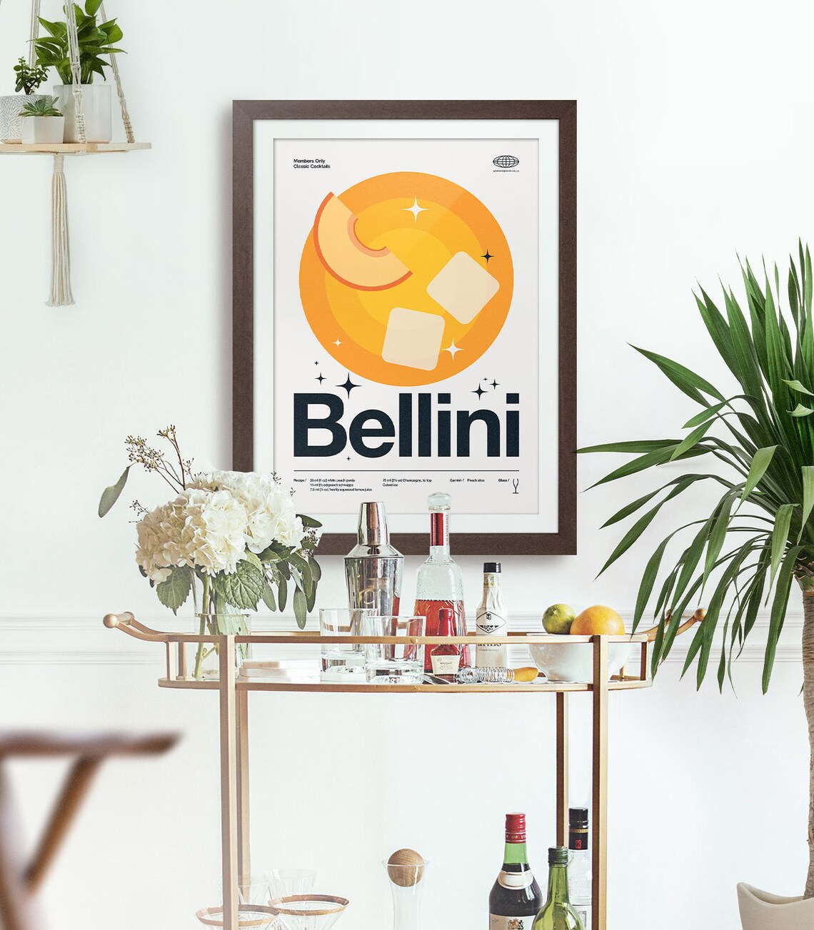 Midcentury Bellini Cocktail Poster, Bellini Cocktail Print, Cocktail ...