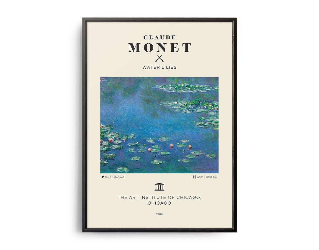 Claude Monet Water Lilies Mid-century Art Poster, Famous Paintings ...