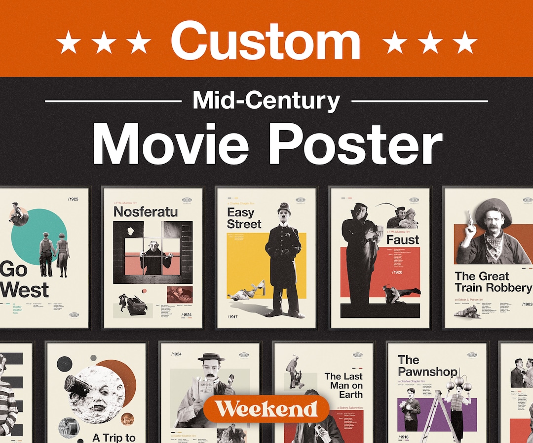 CUSTOM MOVIE Poster, Retro Movie Poster, Midcentury Modern, Retro Cult ...