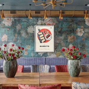 BURRITO Poster, Midcentury Burrito Print, Food Wall Art, Food Recipe ...