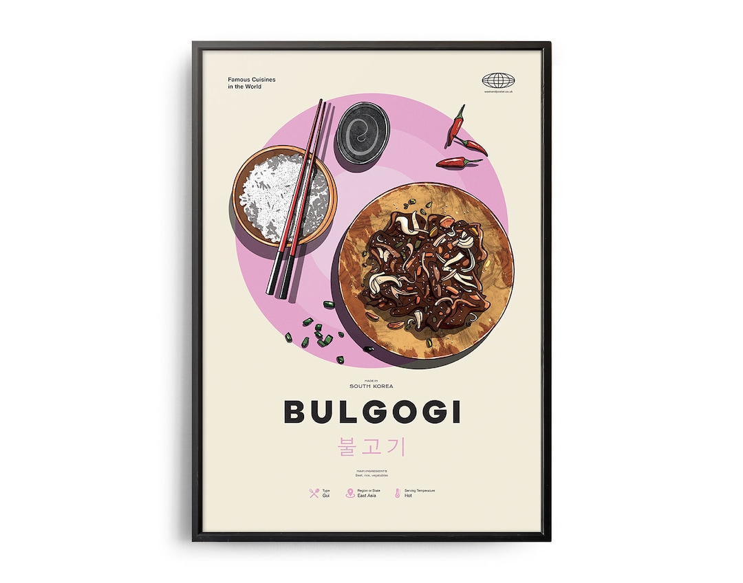 BULGOGI Poster, Midcentury Bulgogi Print, Food Wall Art, Food Recipe ...