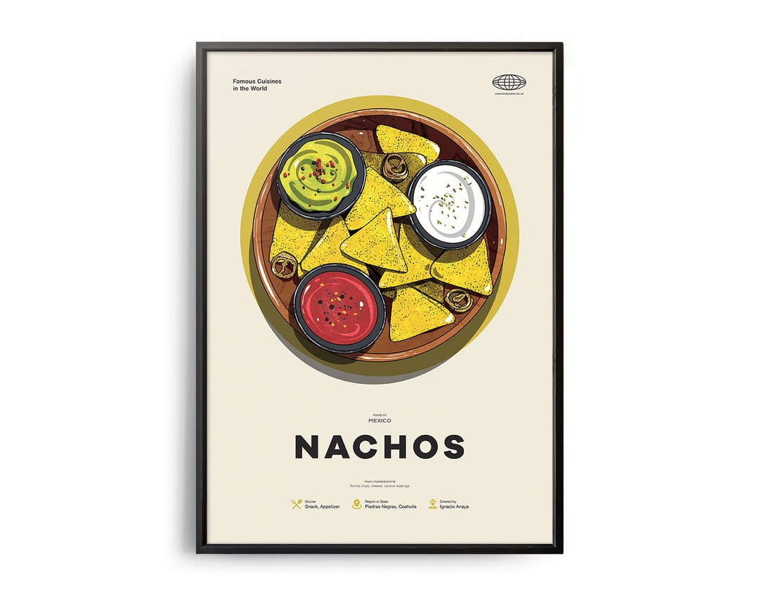 NACHOS Poster, Midcentury Nachos Print, Food Wall Art, Food Recipe Wall ...
