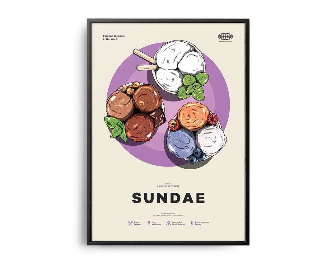 SUNDAE Poster, Midcentury Sundae Print, Food Wall Art, Food Recipe Wall ...