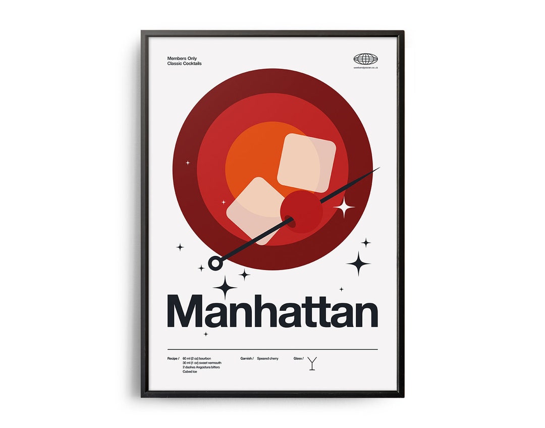 Midcentury Manhattan Cocktail Poster, Manhattan Cocktail Print ...