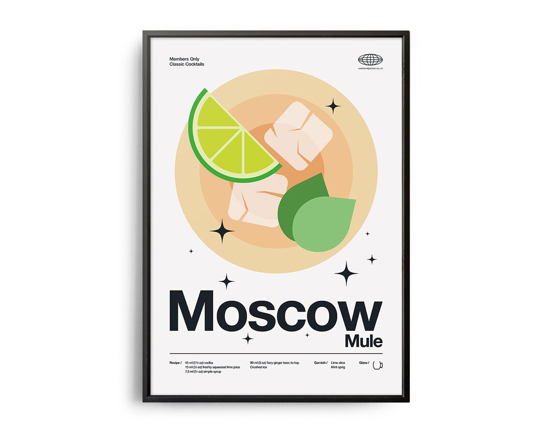 Midcentury Moscow Mule Cocktail Poster, Moscow Mule Cocktail Print ...