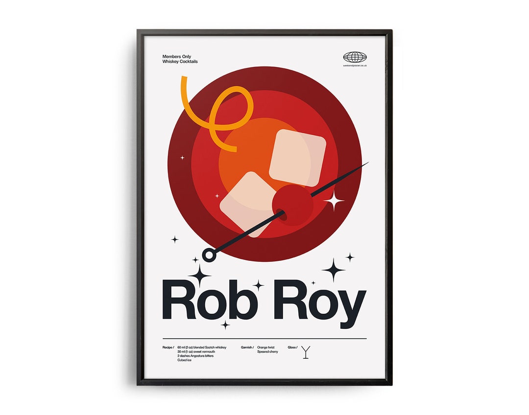 Midcentury Rob Roy Cocktail Poster, Rob Roy Cocktail Print, Cocktail ...