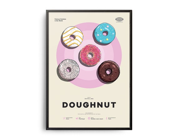 DOUGHNUT Poster Midcentury Doughnut Print Food Wall Art - Etsy