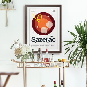 Midcentury Sazerac Cocktail Poster, Sazerac Cocktail Print, Cocktail ...