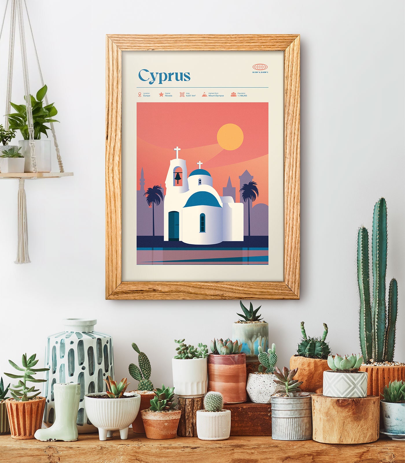 Midcentury Cyprus Print, Cyprus Landmarks, Tourist Attractions, Retro ...