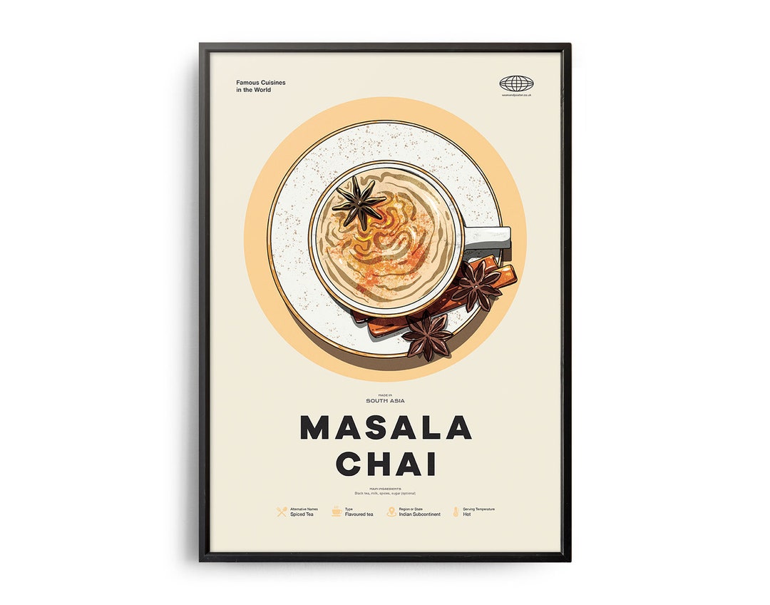 MASALA CHAI Poster, Midcentury Masala Chai Print, Food Wall Art, Food ...