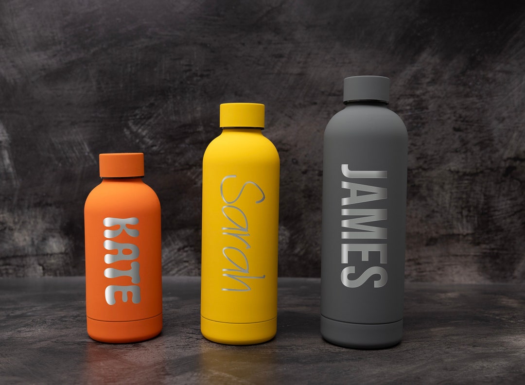 Personalised 350ml, 500ml, 750ml Stainless Steel Water Bottle ...