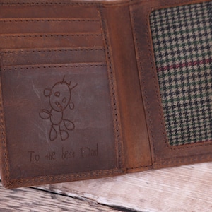 Custom Handwriting Engraved Personalised Men's Trifold Wallet, Genuine ...