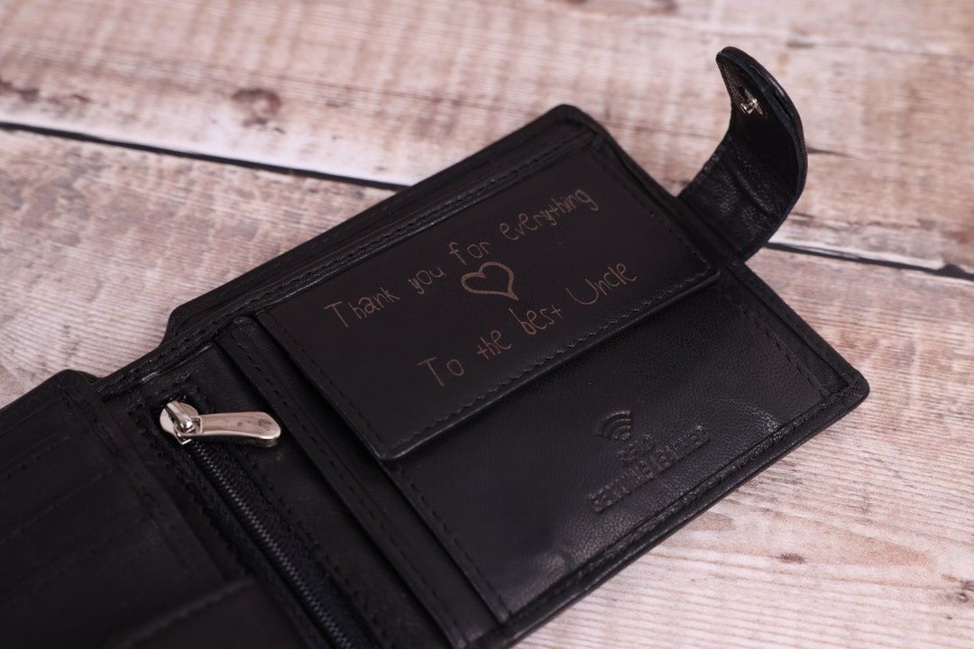 Personalised Custom Handwritten Engraved Wallet, Christmas Gift for Dad ...