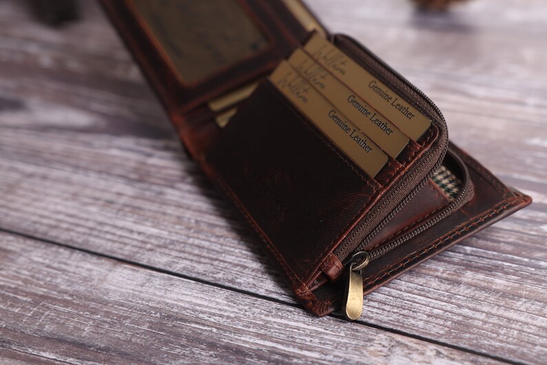 Personalized Custom Engraved Brown Oily Leather Wallet, Personalised ...