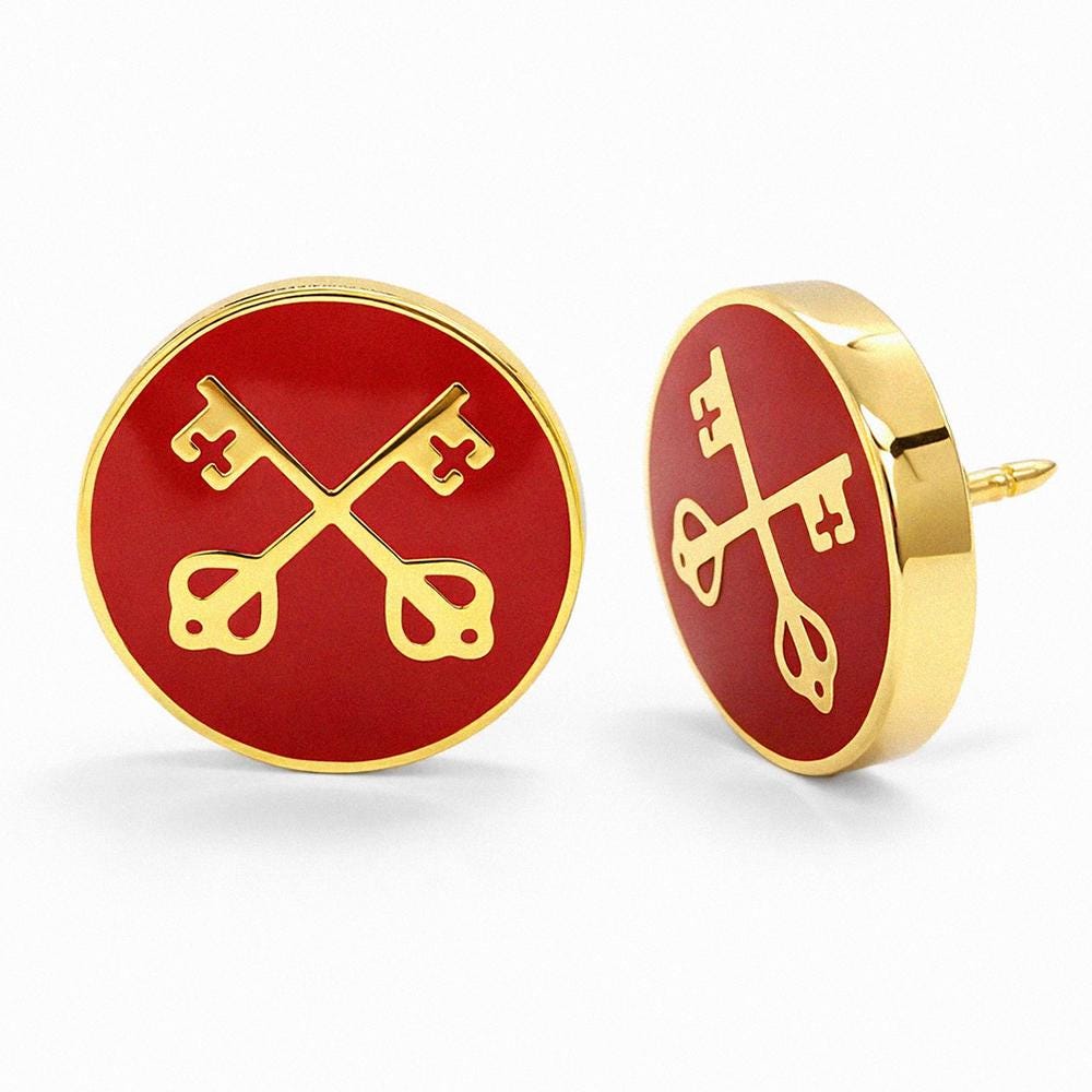 Keys of St Peter & Auspice Maria 14K Gold Plated Catholic Lapel Pins - Etsy