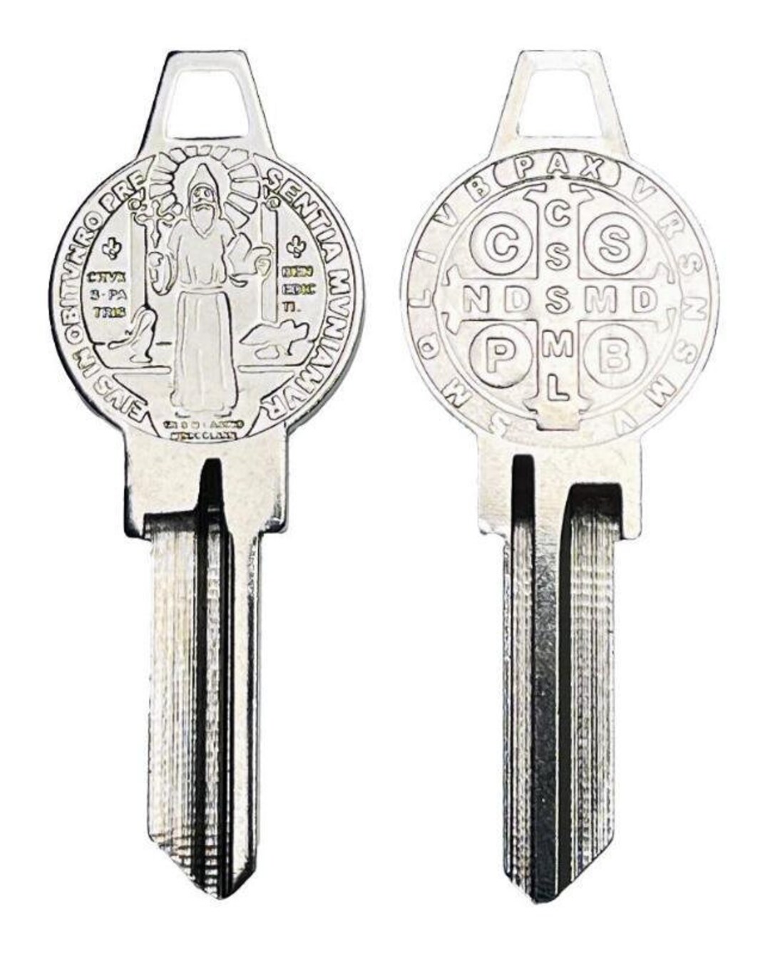 St Benedict Medal Key Blank - Nickel-plated Brass Catholic Gift for SC1 ...