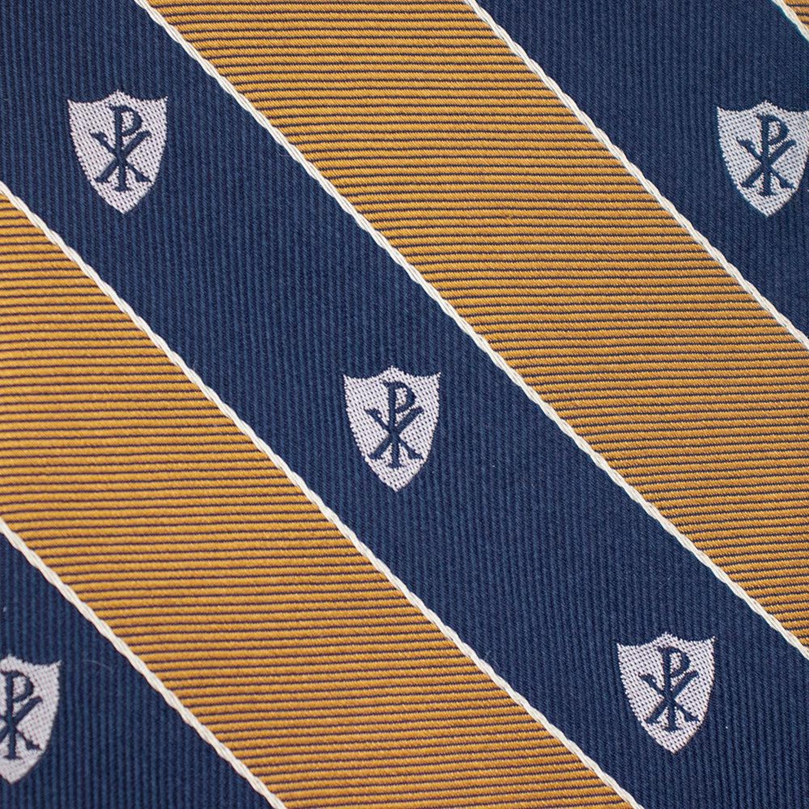Chi Rho Regimental Silk Necktie: Catholic Tie in Navy Blue and Gold ...