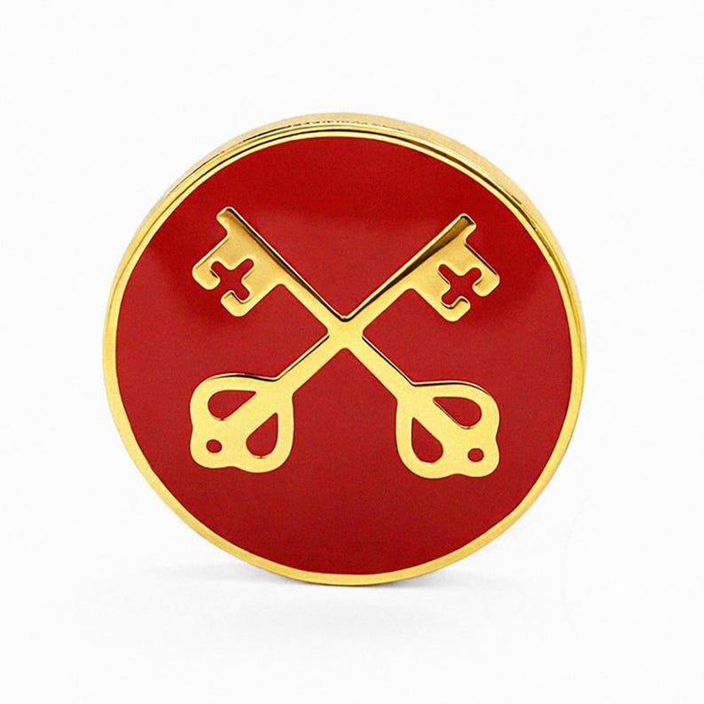 Keys of St Peter & Auspice Maria 14K Gold Plated Catholic Lapel Pins - Etsy