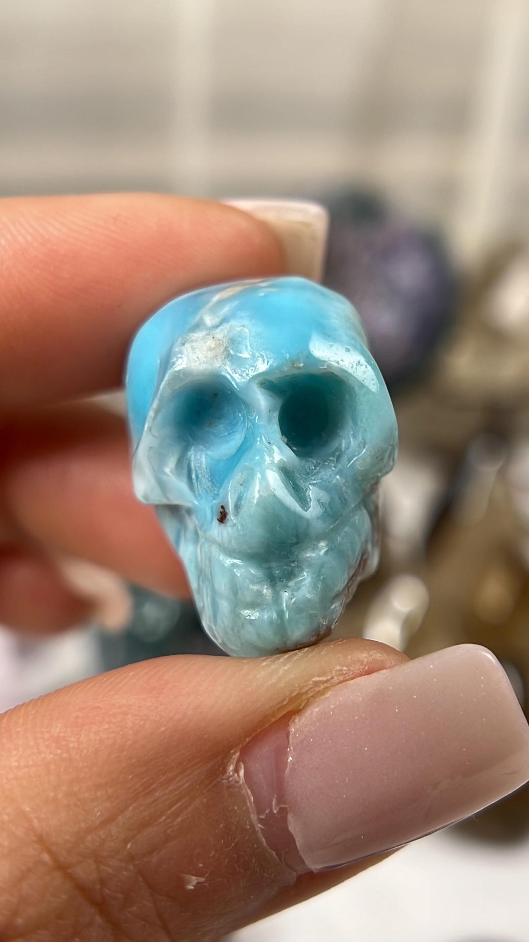 Mini Larimar Skull #A, Dominican Republic Larimar Carving - Etsy