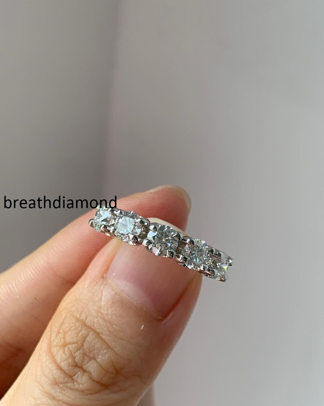 Five Stone Round Wedding Ring-4 Mm Round Diamond Engagement Ring-bridal ...