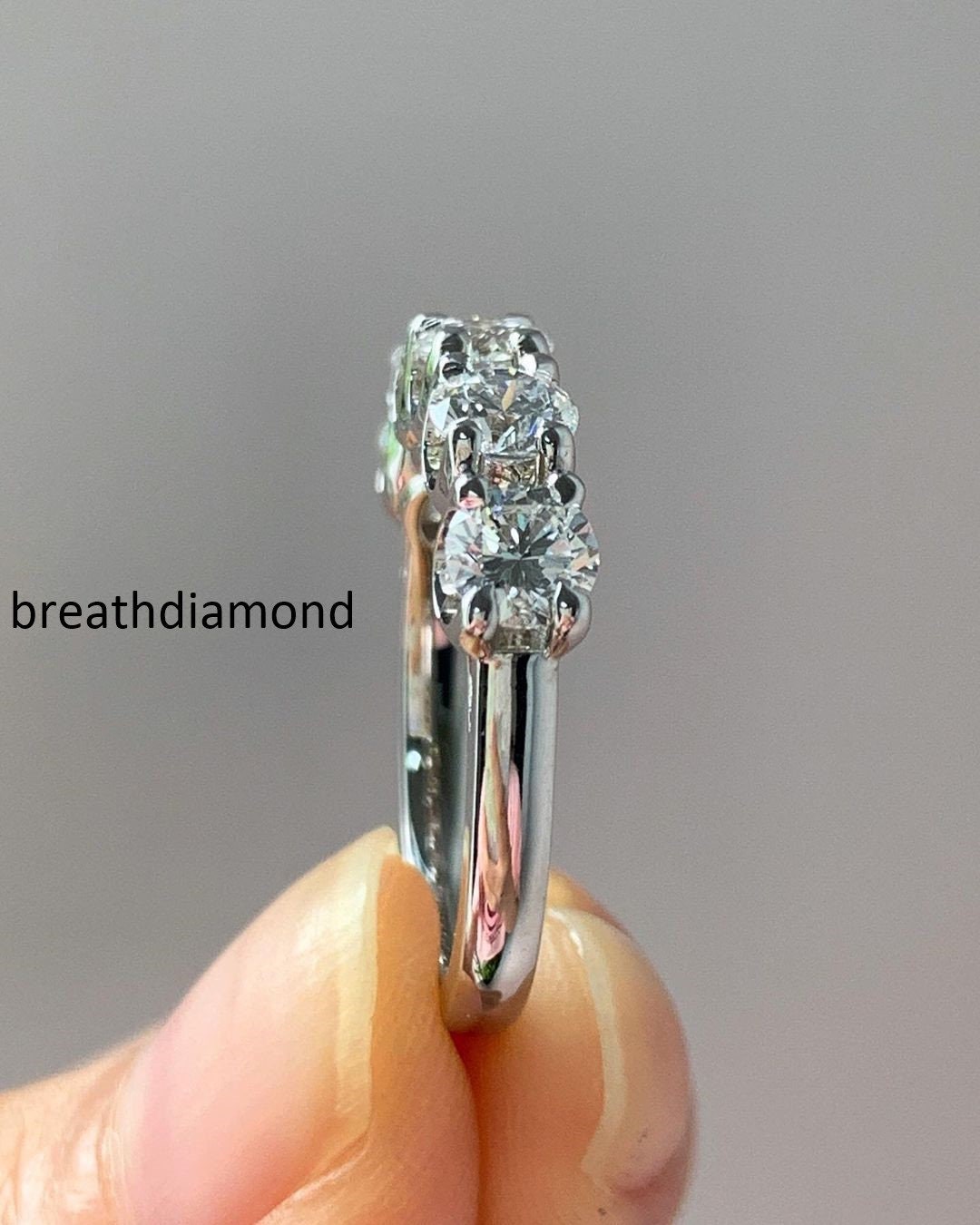 Five Stone Round Wedding Ring-4 Mm Round Diamond Engagement Ring-bridal ...