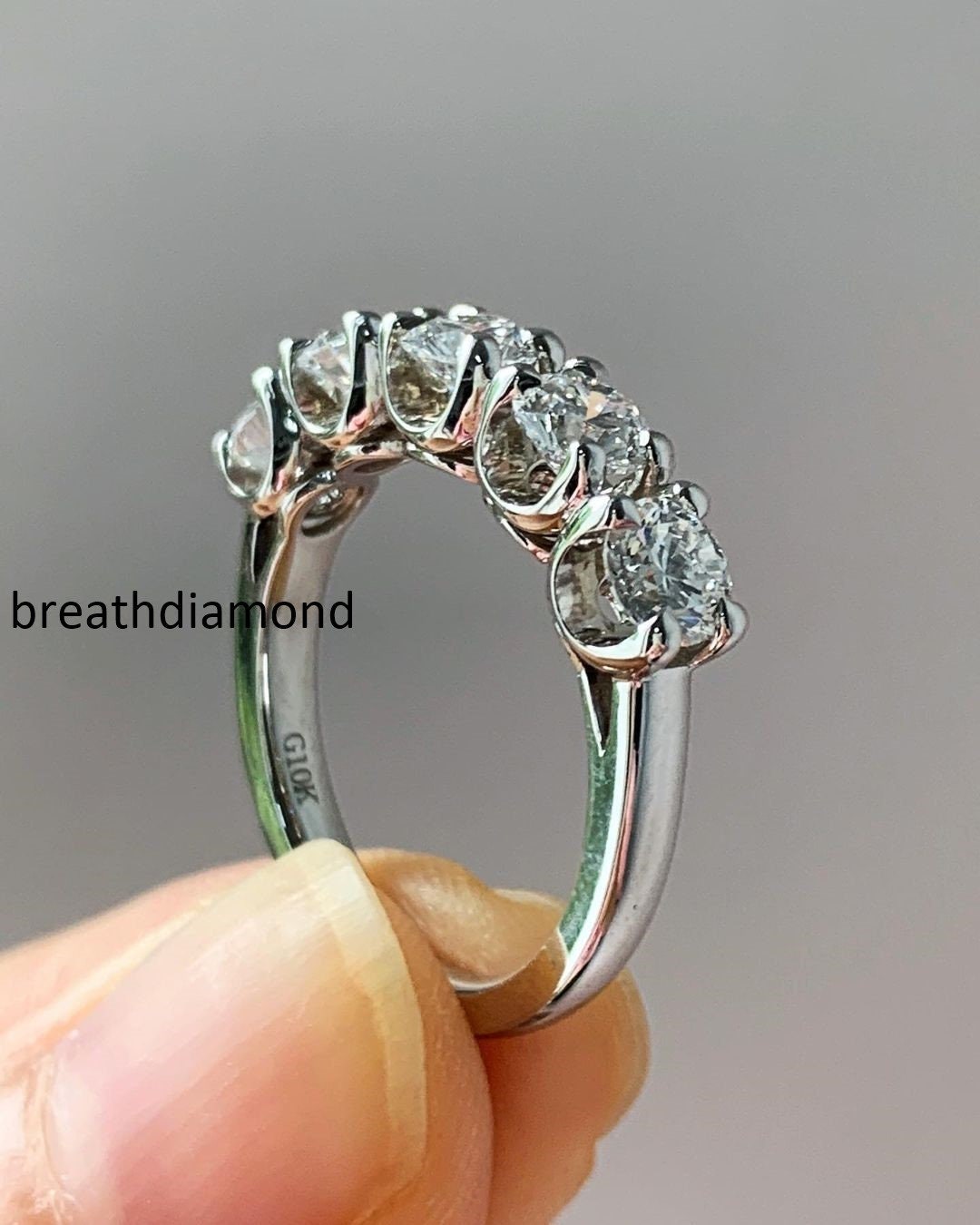 Five Stone Round Wedding Ring-4 Mm Round Diamond Engagement Ring-bridal ...