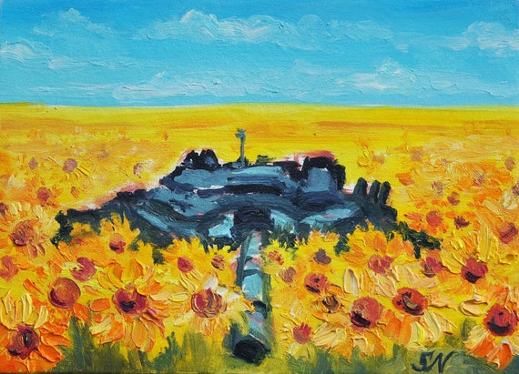 Sunflower Digital Ukrainian Painting Seller Ukraine Art Wall - Etsy