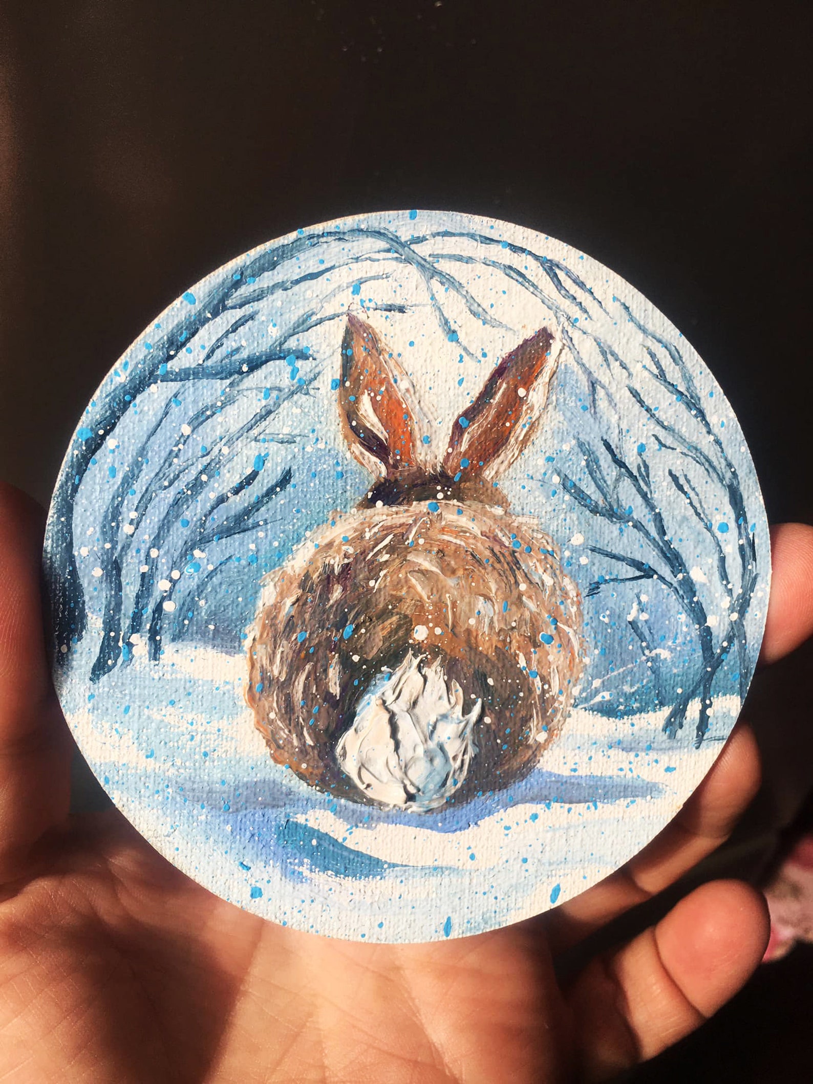 Christmas Rabbit Original Oil Painting Ukrainian Art Winter - Etsy