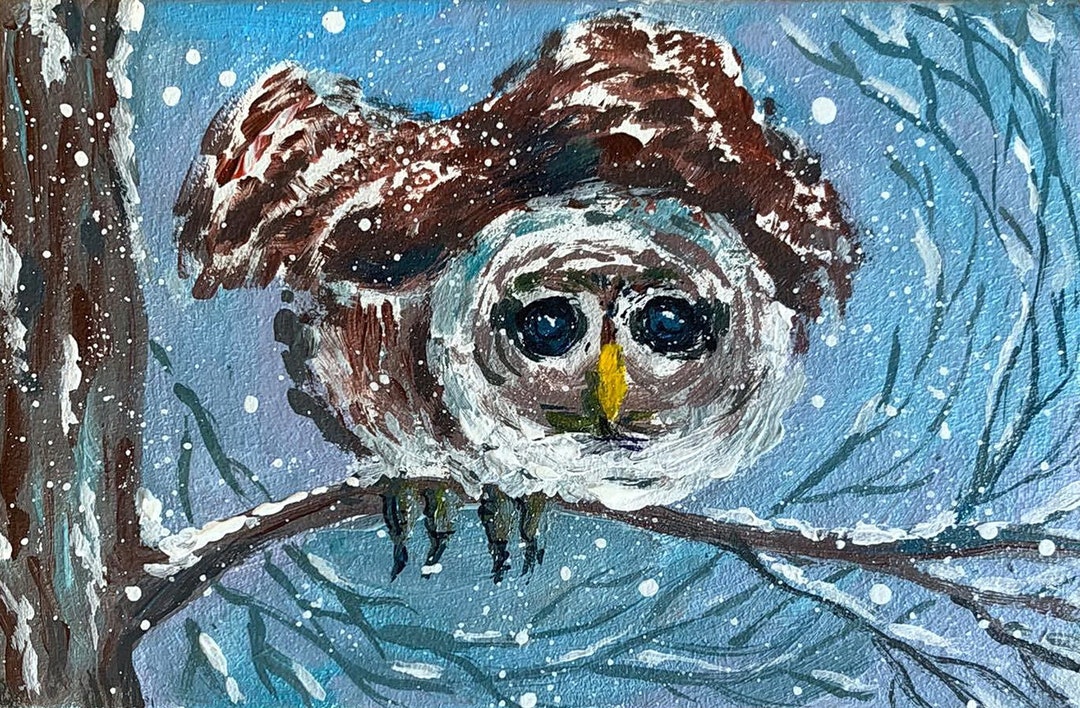 Owl Bird Painting ORIGINAL Owl Art Hand Painted Oil Painting Ukraine ...