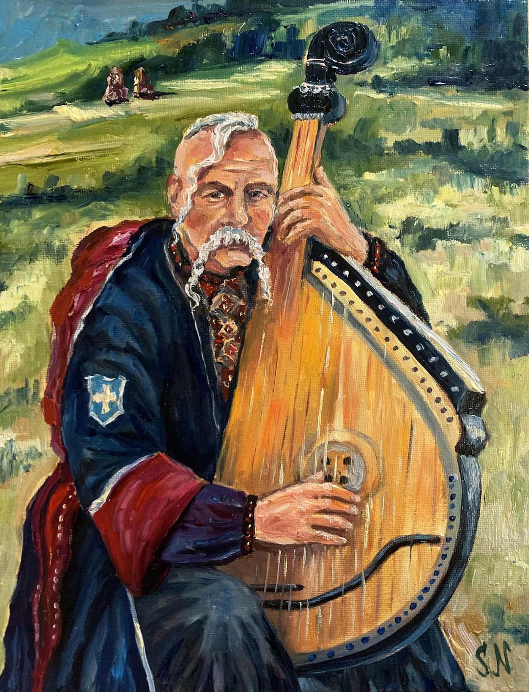 Ukrainian Kozak With Bandura Oil Painting Ukrainian Wall Art Ukrainian ...
