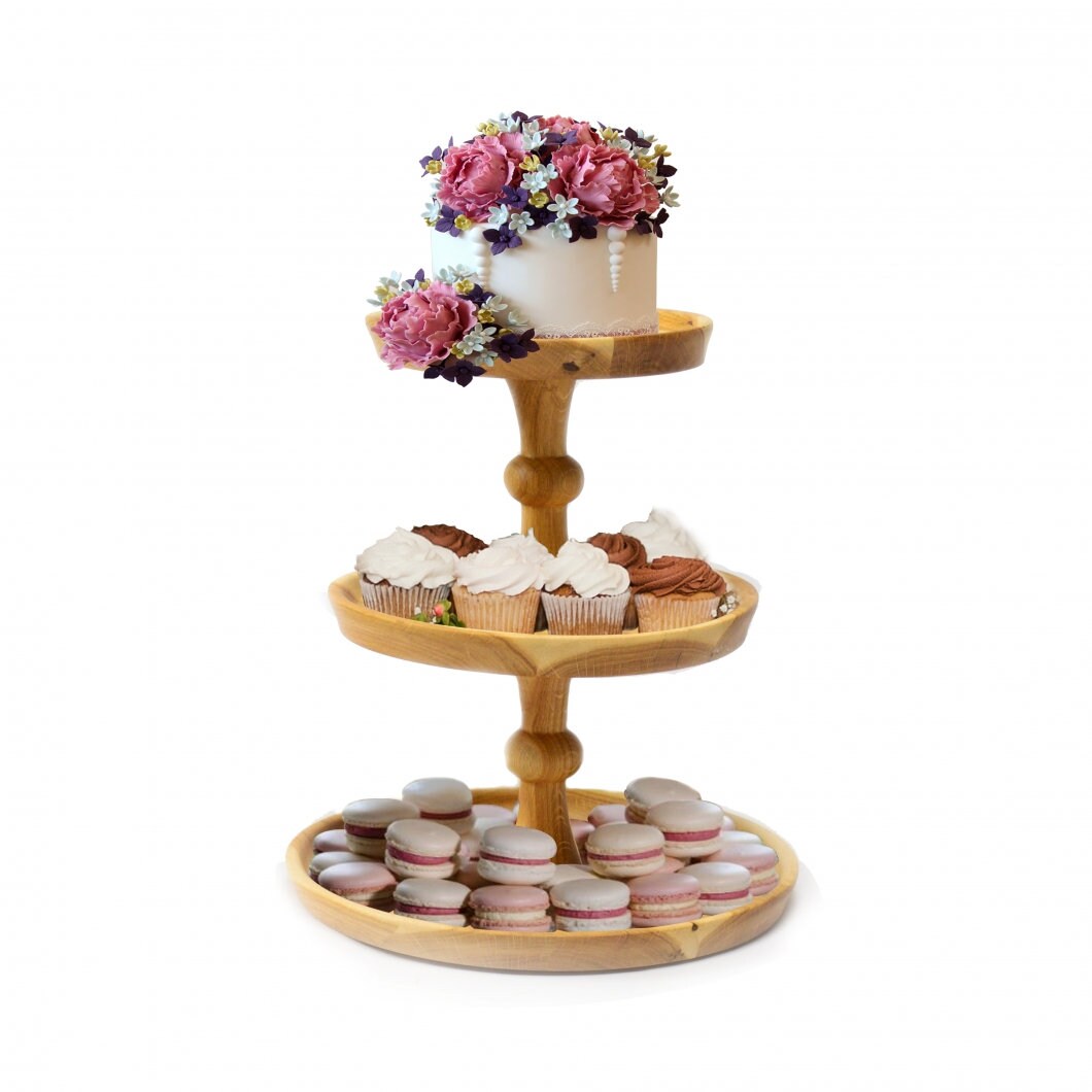 3 Tier Wedding Cake Stand Wooden Cake Display Fruit Cupcake Platform ...