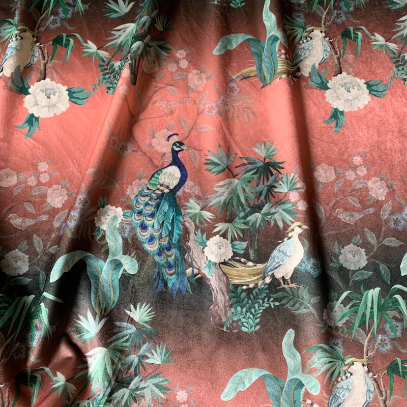 Peacock Print Fabric - Etsy