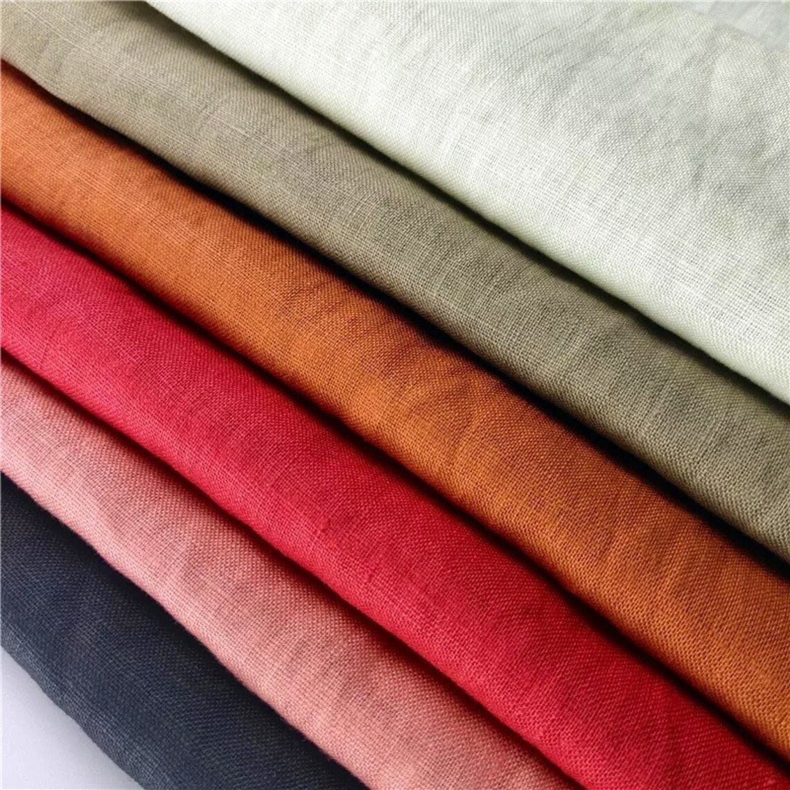 Organic Linen Enzyme Washed 100% Plain Fabric 145CM for | Etsy UK