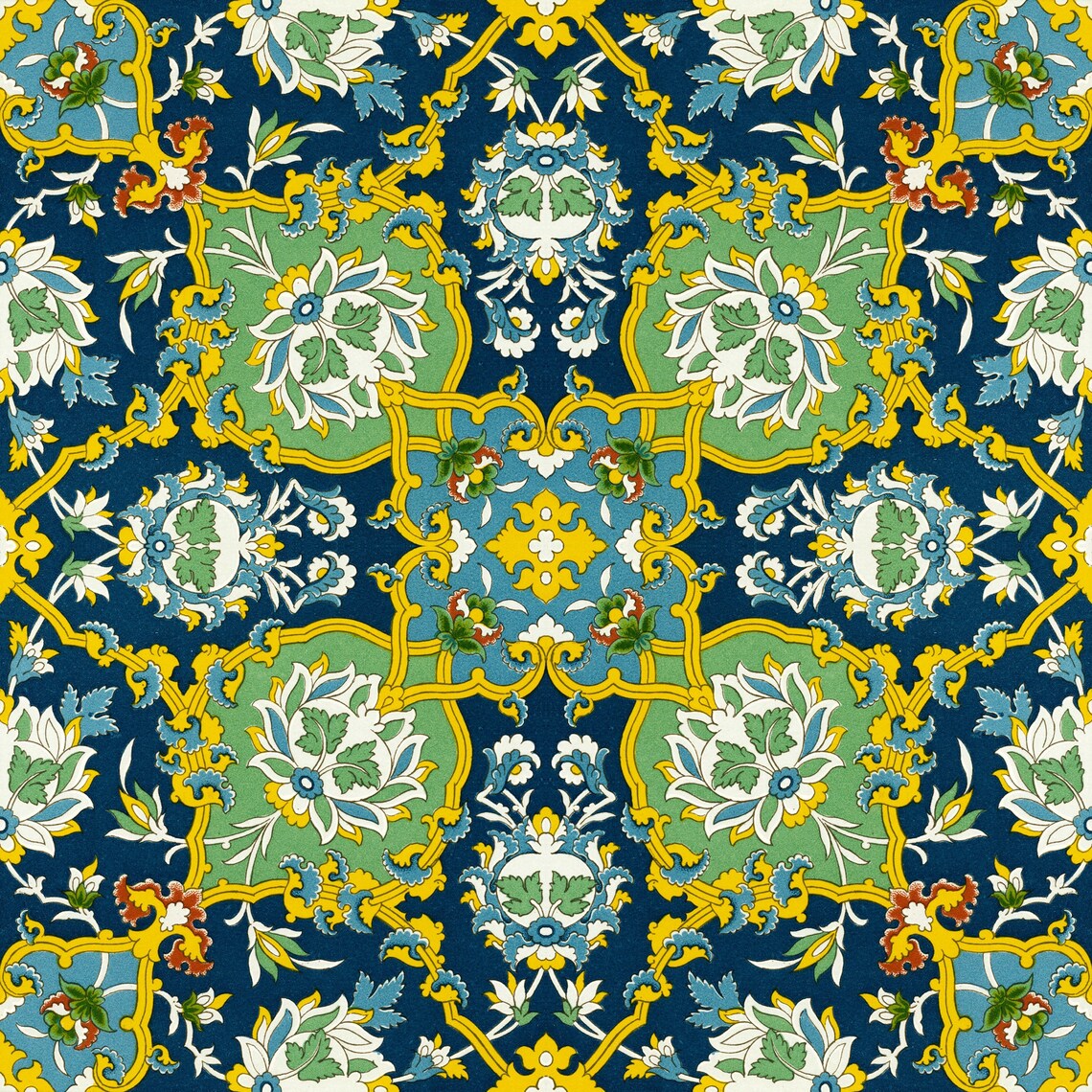 Moroccan Tile Green Blue Yellow Italian Velvet Digital Print - Etsy