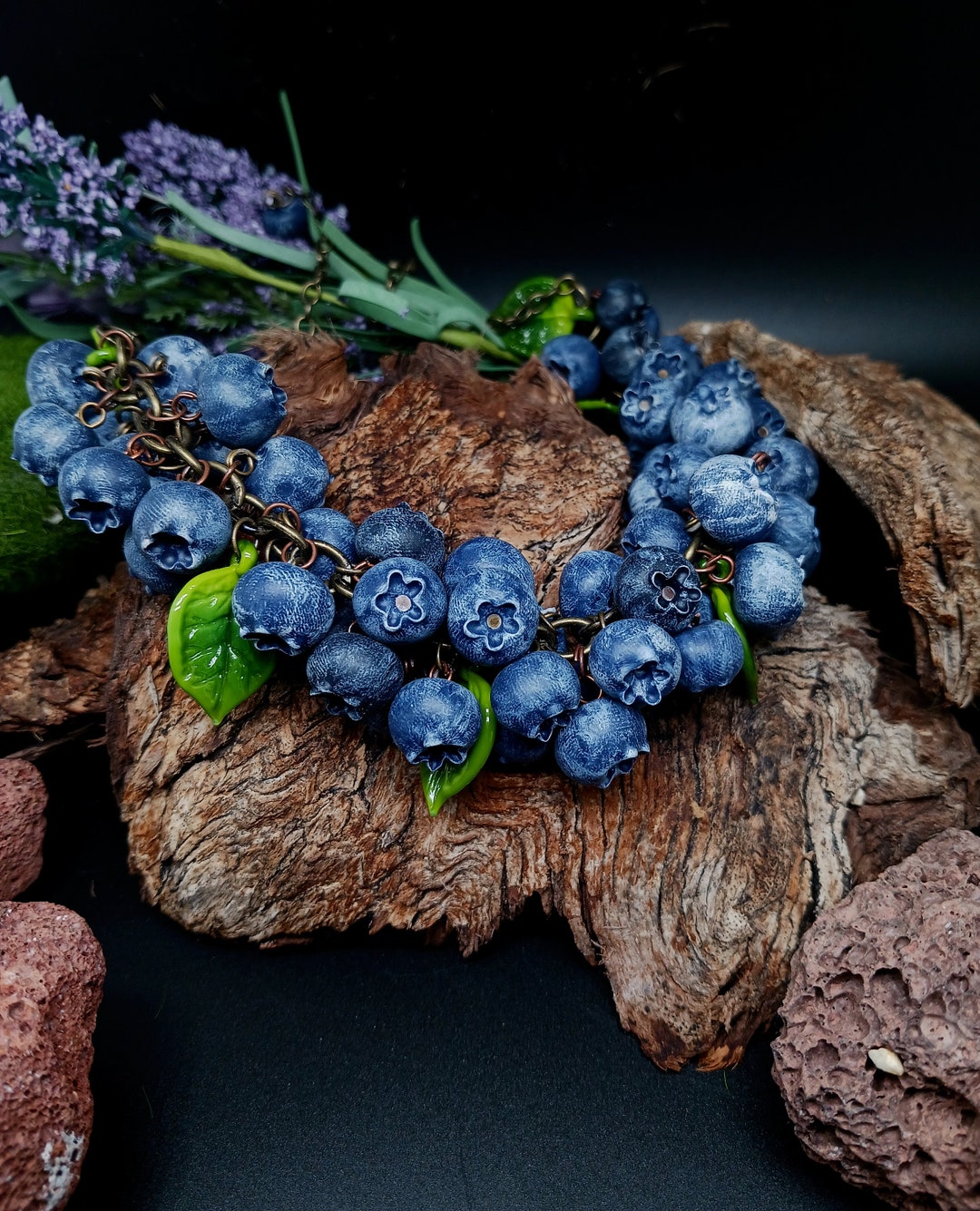 Blueberry Polymer Clay Necklace - Etsy