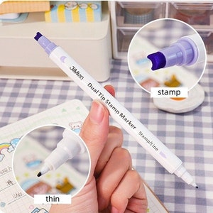 6 Pcs/lot Dual Tip Stamp Marker Pens Set Multi Color Line - Etsy