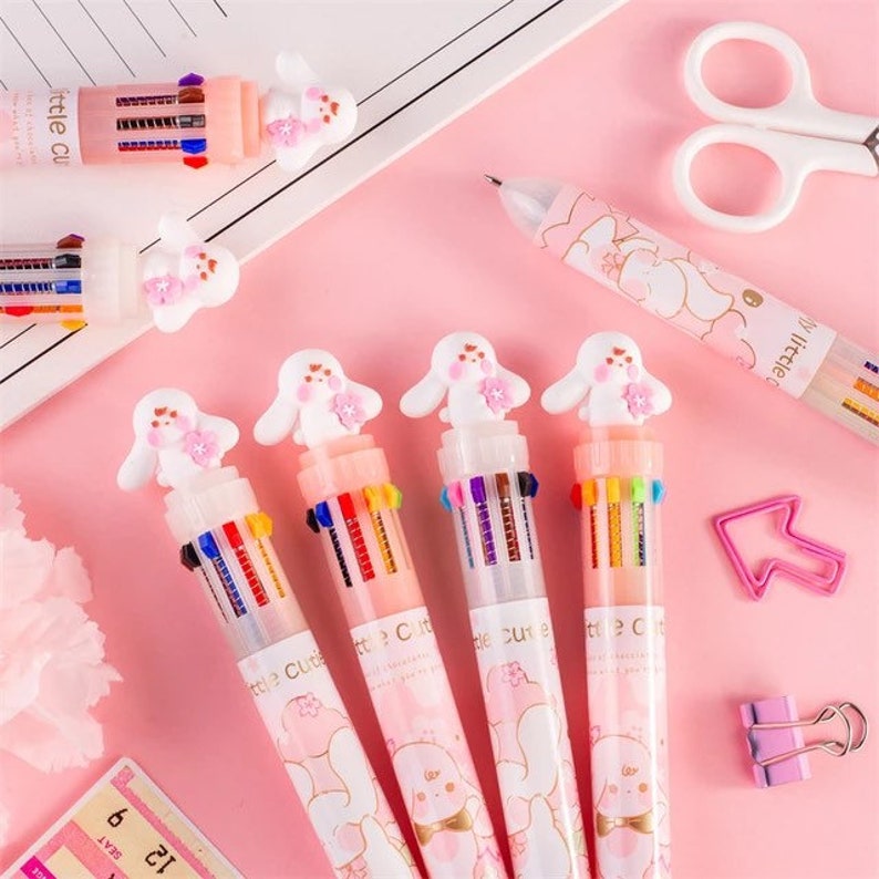 10 Colors in 1 Kawaii Rabbit Cartoon Ballpoint Pen 0.5mm - Etsy