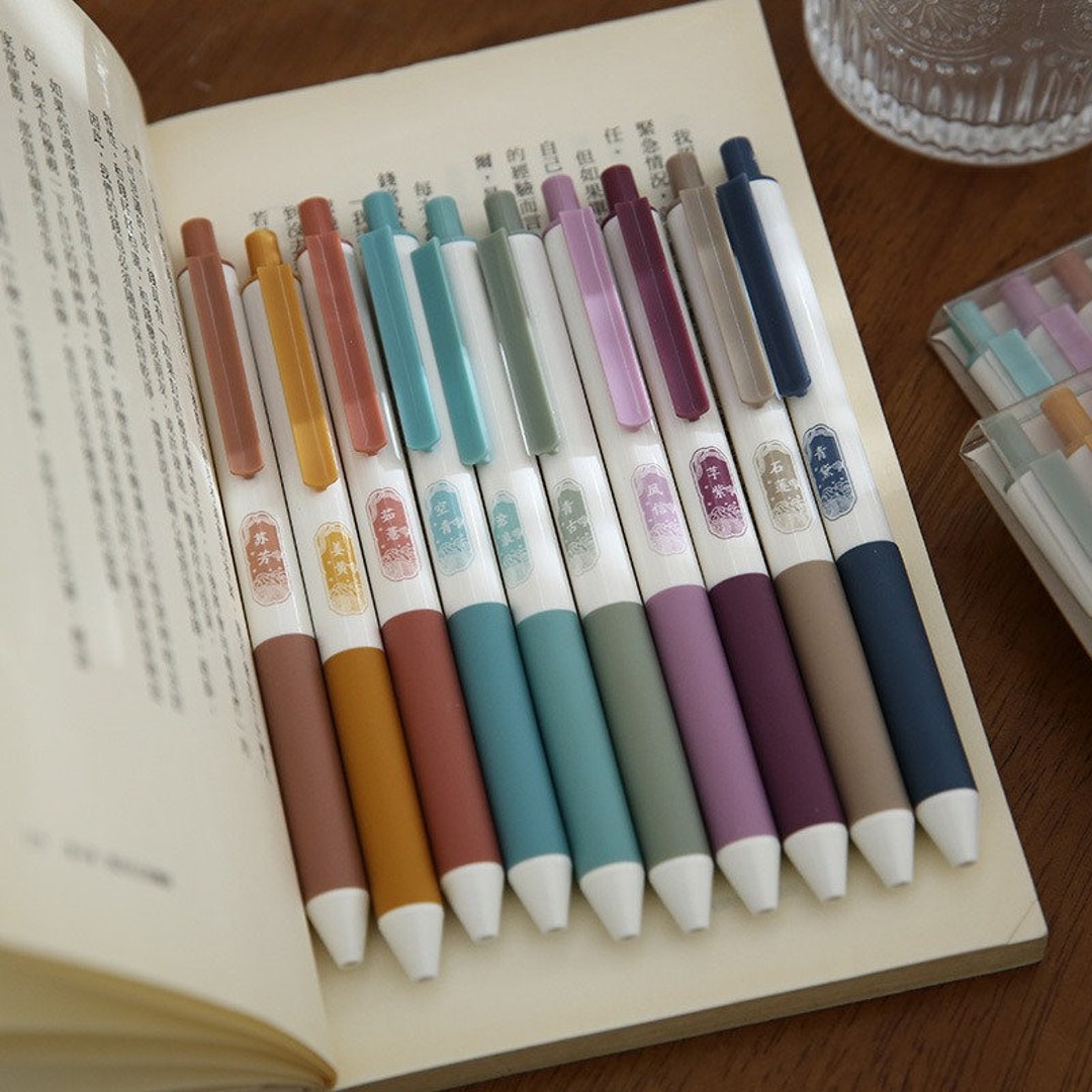 5 Pcs/pack Retro Color Gel Ink Pens Set Soft Touch Holding, 0.5mm ...