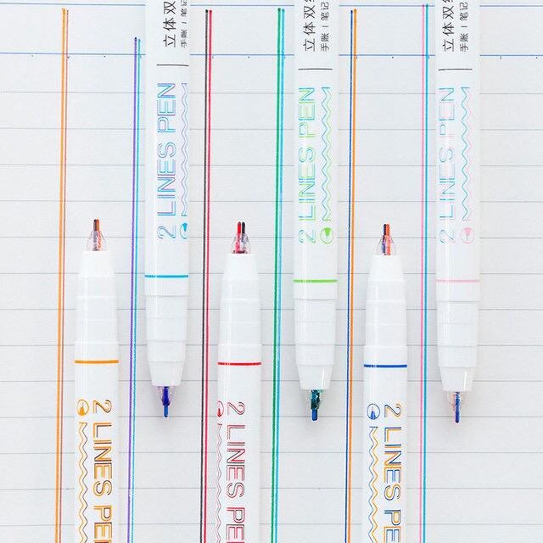 6 Pcs/set 2 Lines Pen Double Line Pen Water Ink Color 0.5mm 2 Colors in ...