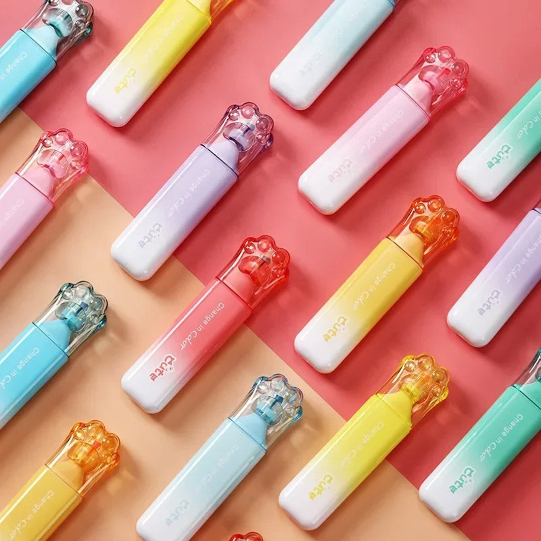 4 Pcs/set Cute Cat Paw Highlighter Pens Set Marker Liner, Student ...