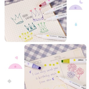 6 Pcs/lot Dual Tip Stamp Marker Pens Set Multi Color Line - Etsy