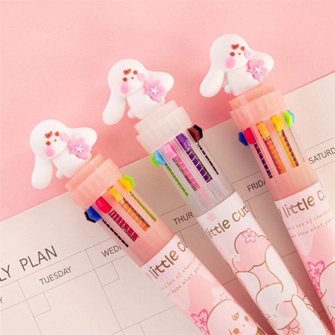 10 Colors in 1 Kawaii Rabbit Cartoon Ballpoint Pen 0.5mm - Etsy