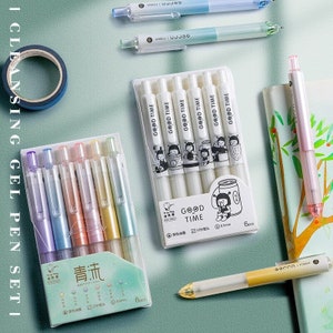 6 Pcs/set Clear Design Gel Pen Set Soft Grasp 0.5mm Ballpoint Pen ...